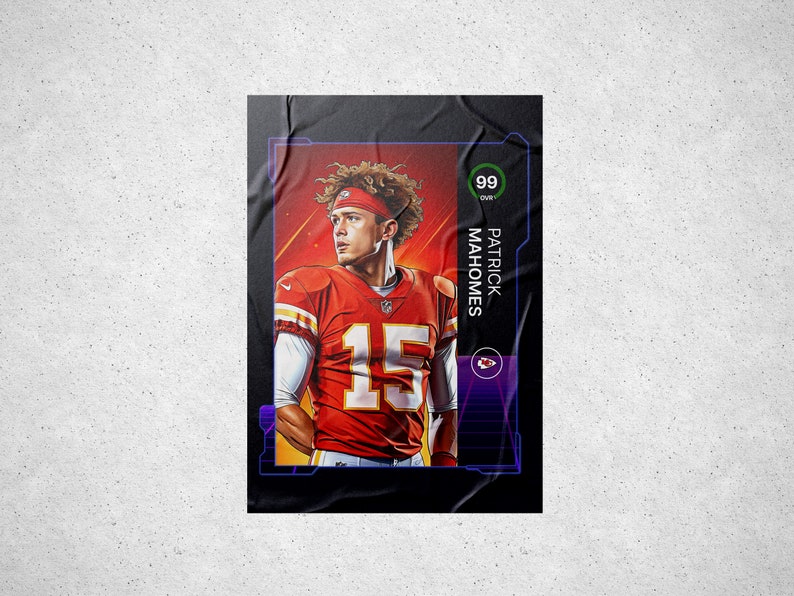 Patrick Mahomes MUT Card Poster, Kansas City Chiefs Wall Art, Football ...