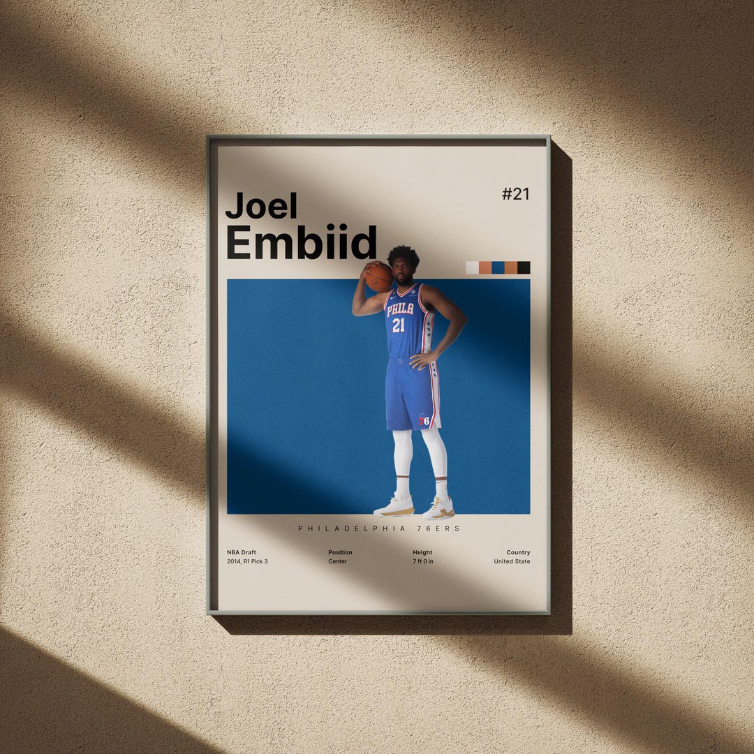 Joel Embiid Poster, Basketball Print, Basketball Fan Gifts, Basketball ...