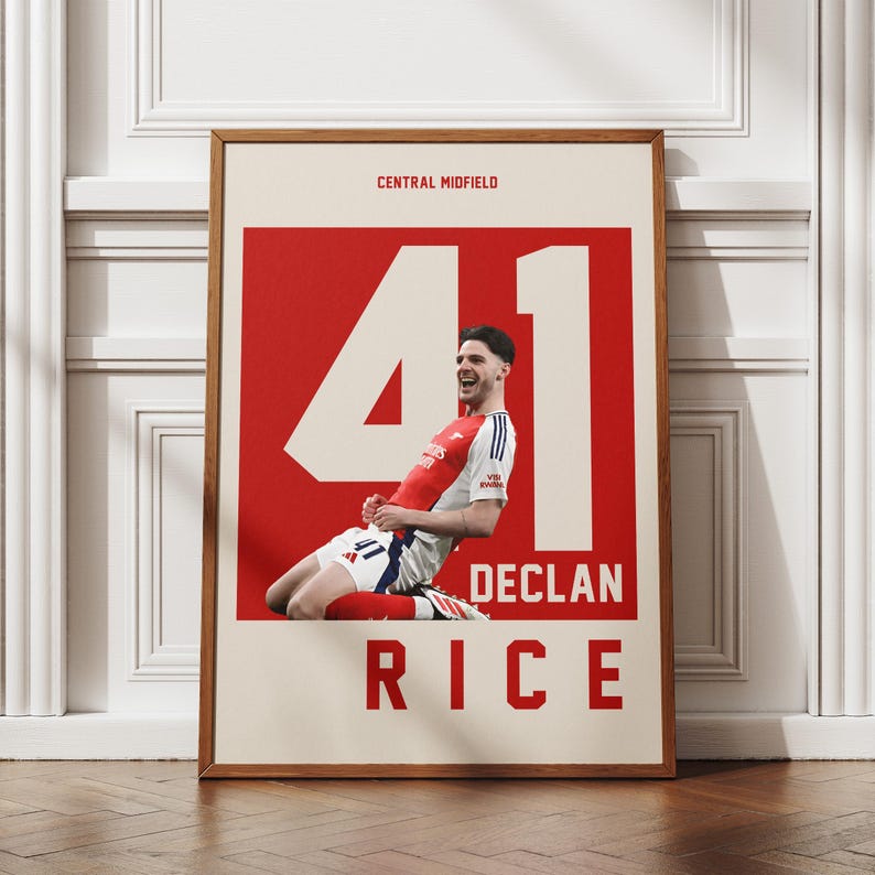 Declan Rice Poster, Football Print, Soccer Wall Art, Football Fan Gifts ...