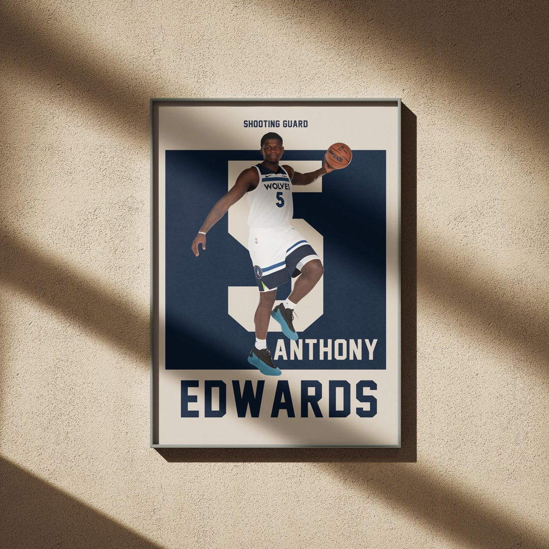 Anthony Edwards Poster, Basketball Print, Basketball Fan Gifts ...