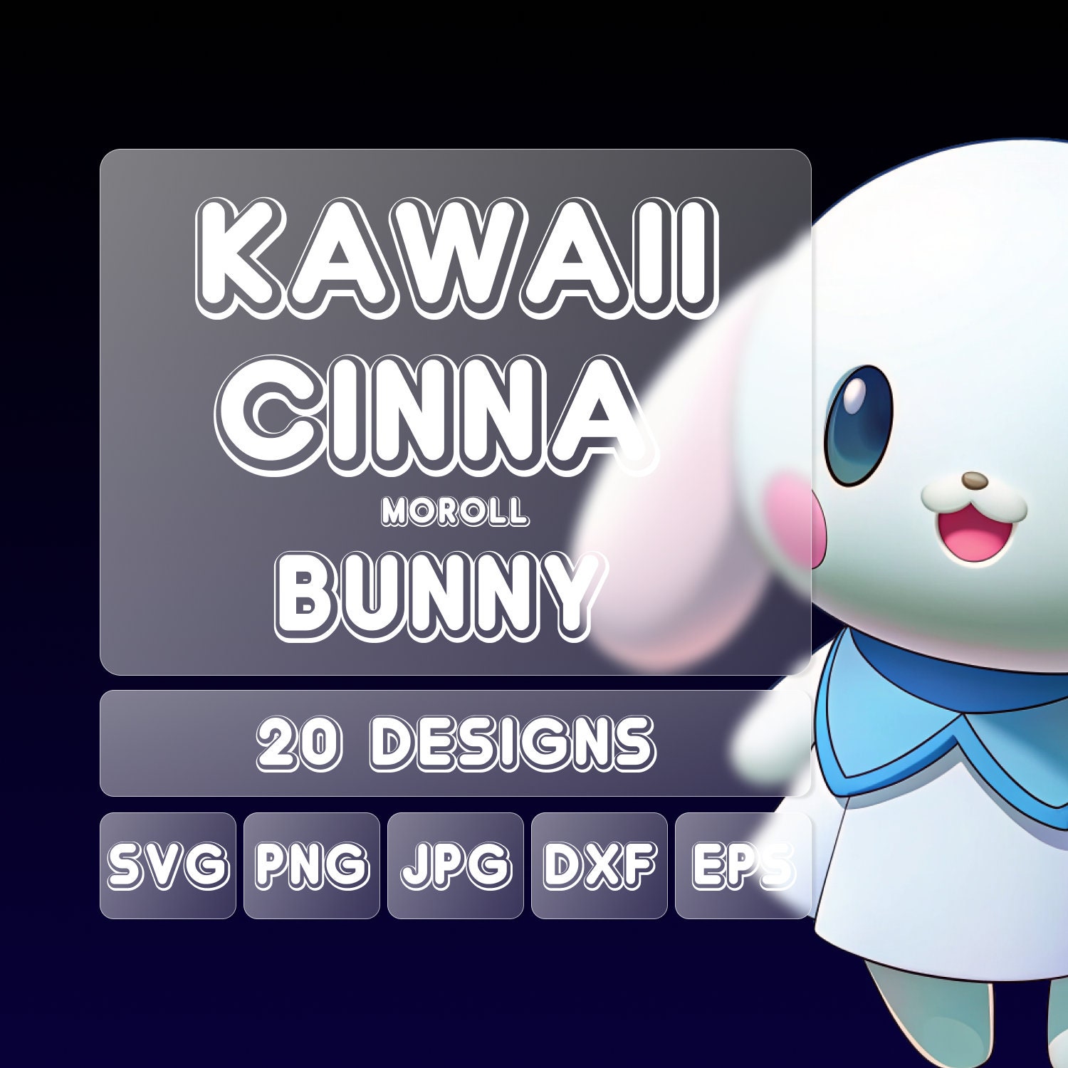 Cinna Bunny Kawaii 20 Mega SVG Bundle, Cinna Bunny PNG Pack, Moroll ...