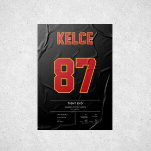 Travis Kelce Black Jersey Poster, Kansas City Chiefs Wall Art, Football ...