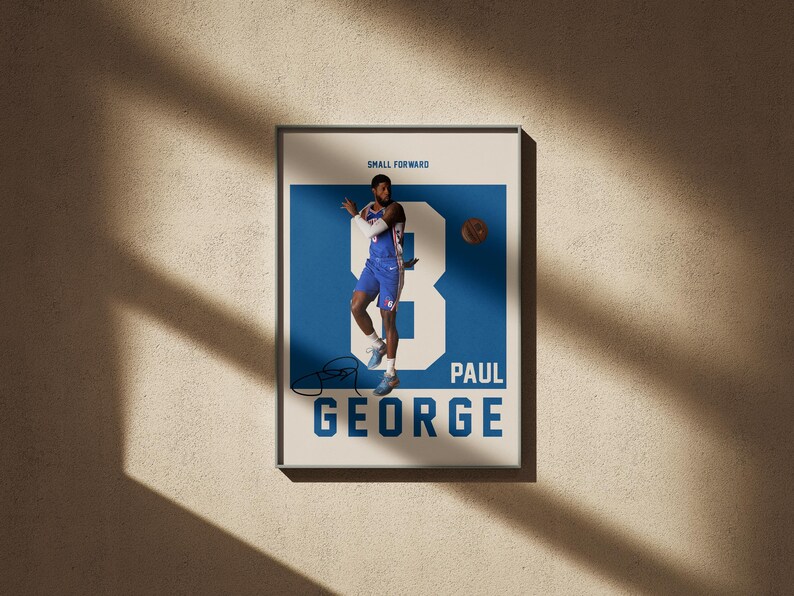 Paul George Poster, Basketball Print, Basketball Fan Gifts, Basketball ...