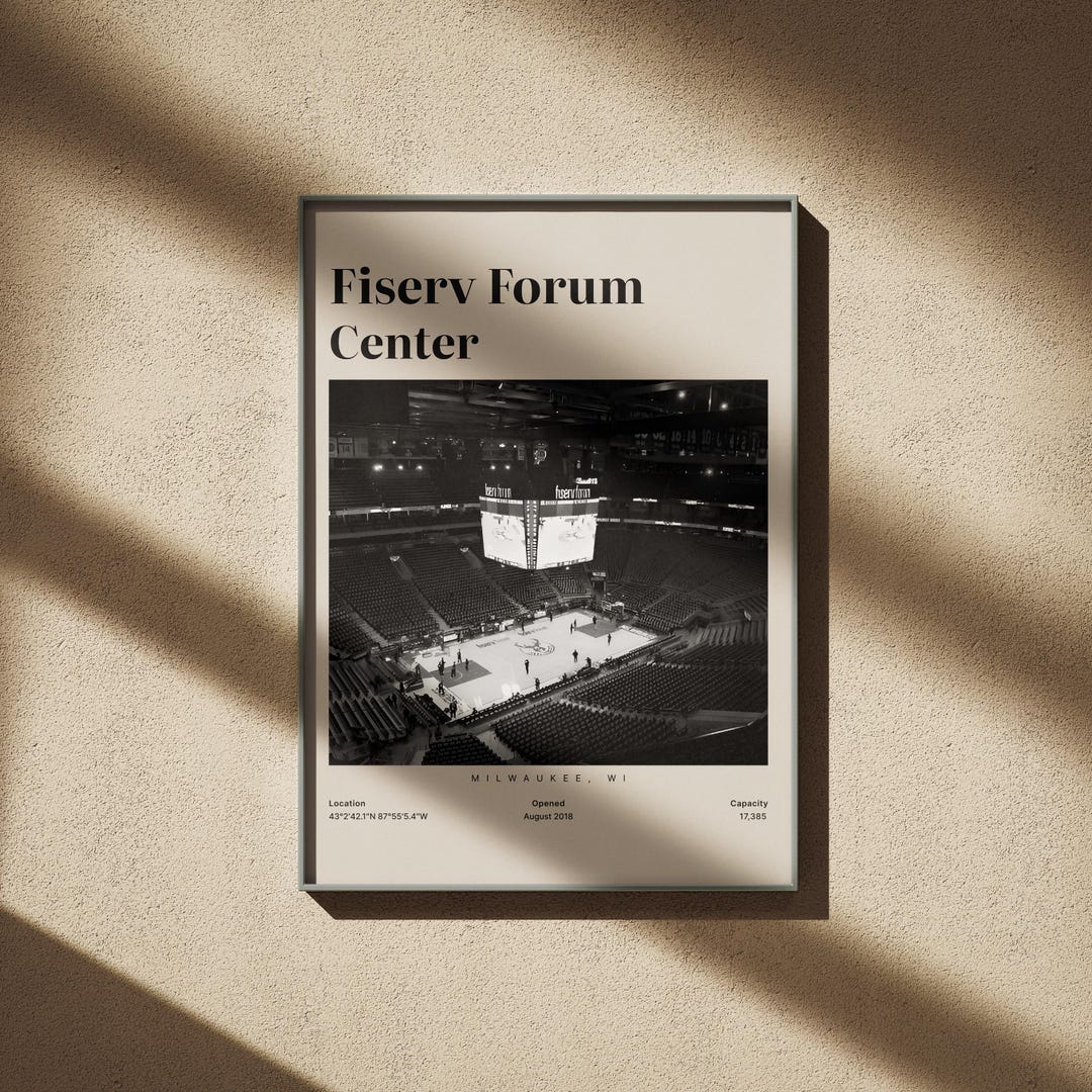 Fiserv Forum Center Stadium Poster, Basketball Print, Basketball Fan ...
