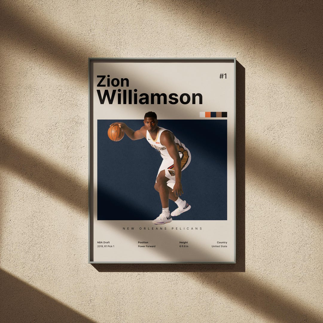 Zion Williamson Poster, Basketball Print, Basketball Fan Gifts ...