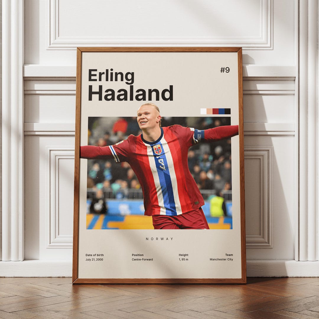 Erling Haaland Poster, Manchester City Print, Norway Wall Art, Football ...