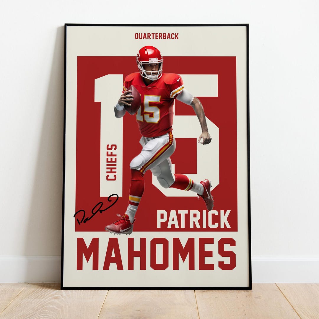 Patrick Mahomes Poster, Kansas City Chiefs Wall Art, NFL Fan Gifts ...