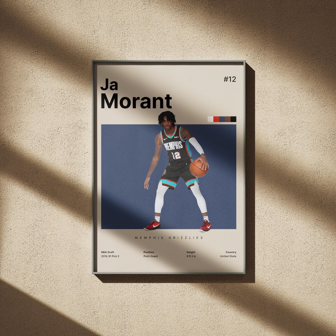 Ja Morant Poster, Basketball Print, Basketball Fan Gifts, Basketball ...