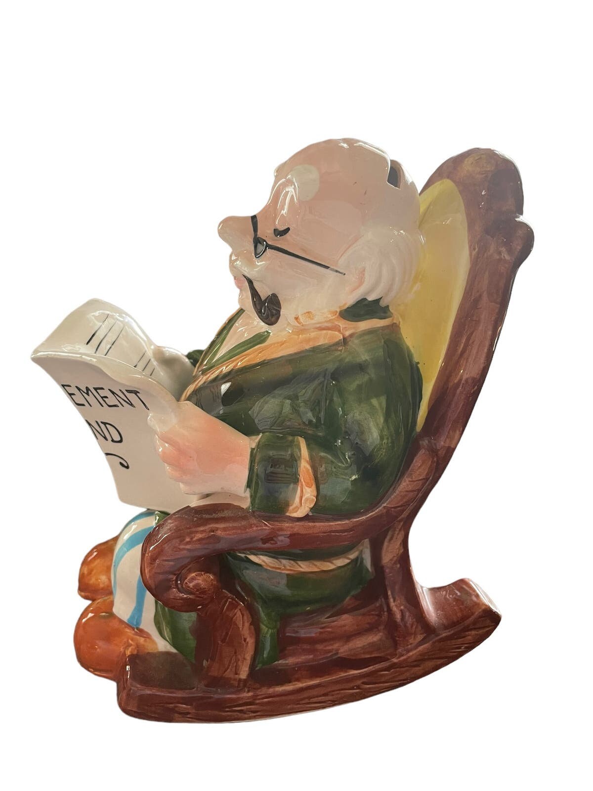 Vintage Lefton China Retirement Fund Piggy Bank Old Man Grandpa Rocking ...