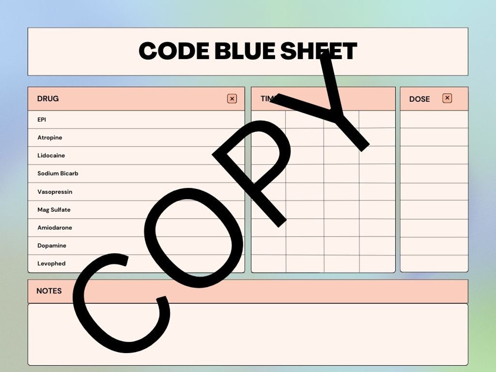 CODE BLUE SHEET / Nursing Notes / Nursing / Nurse Report Sheet ...