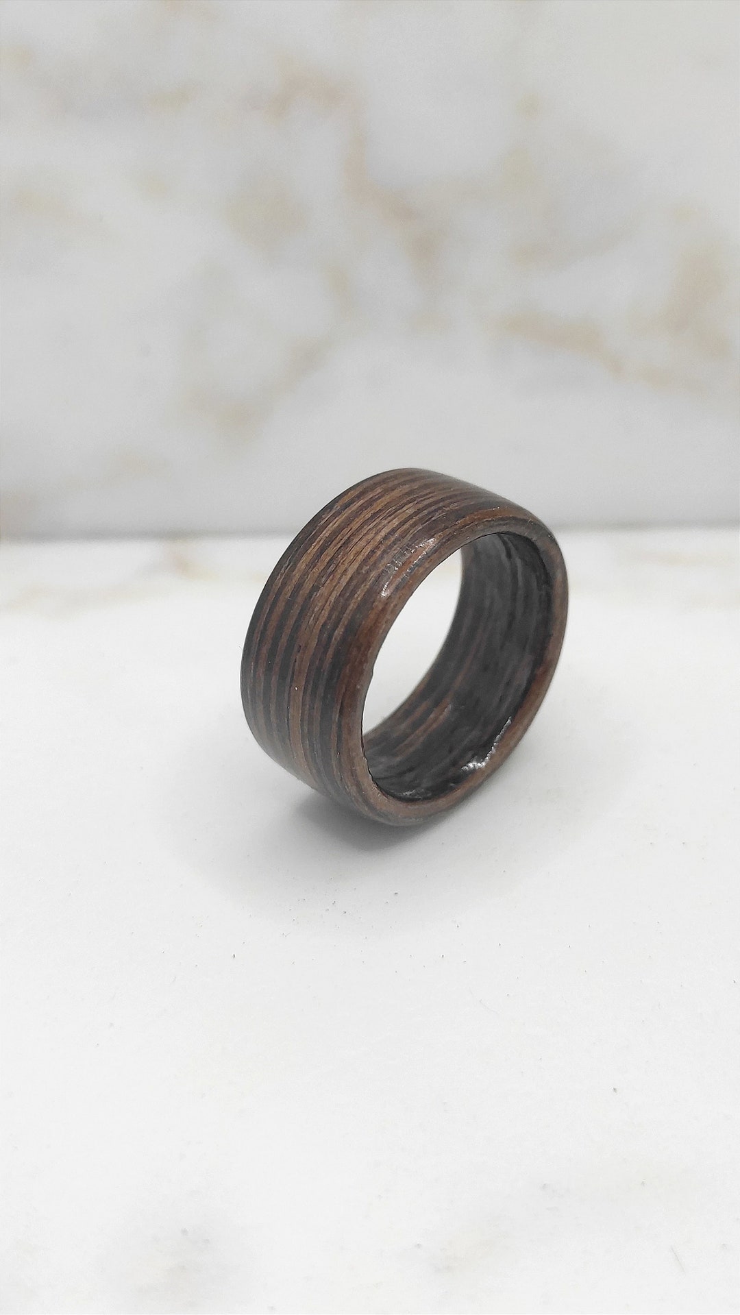 Handmade Wenge Wood Veneer Ring Unique Unisex Jewelry Natural Men's and ...