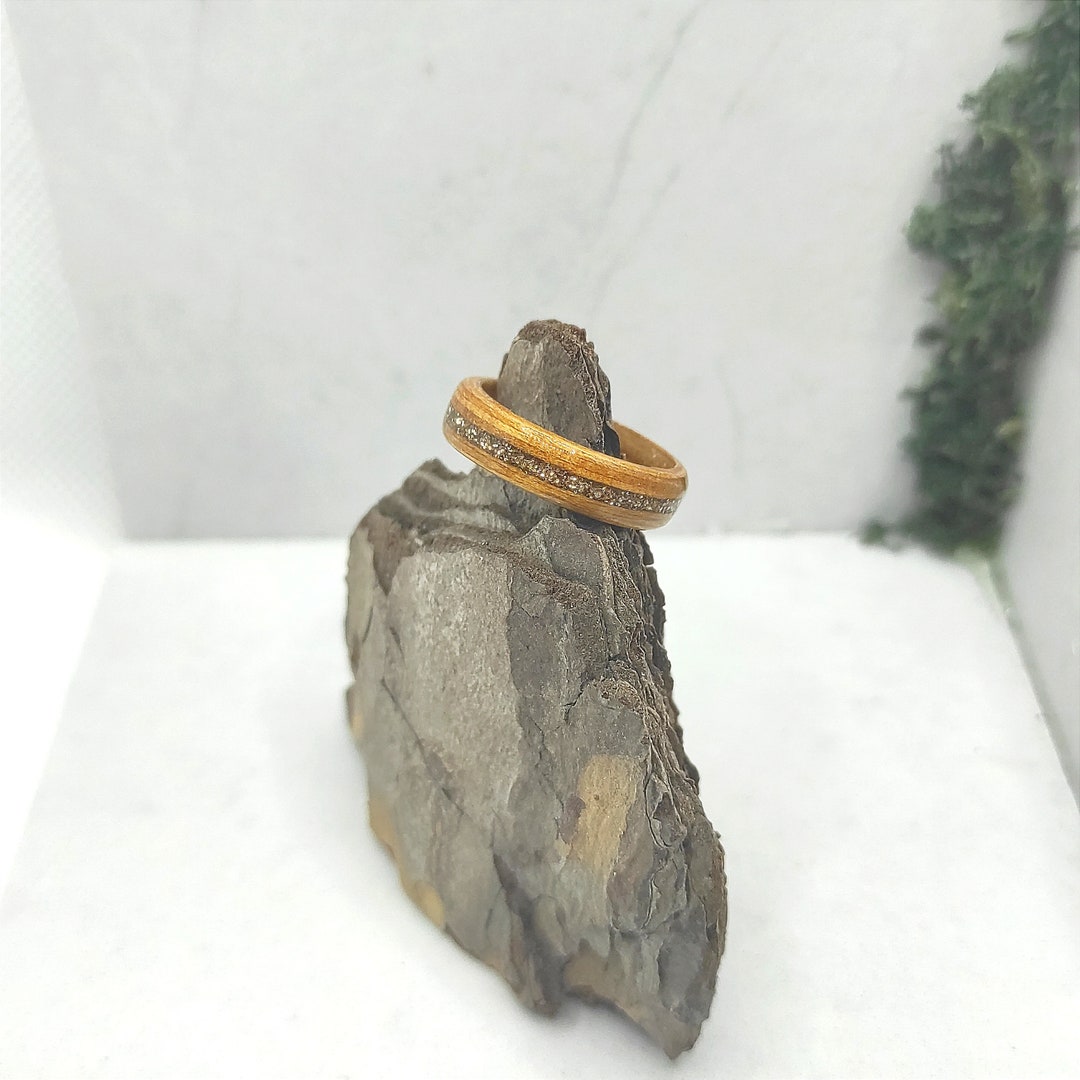 Teak Ring Teak With Dark Gold Filling Wooden Ring for a Woman Veneer Ring Handicraft - Etsy