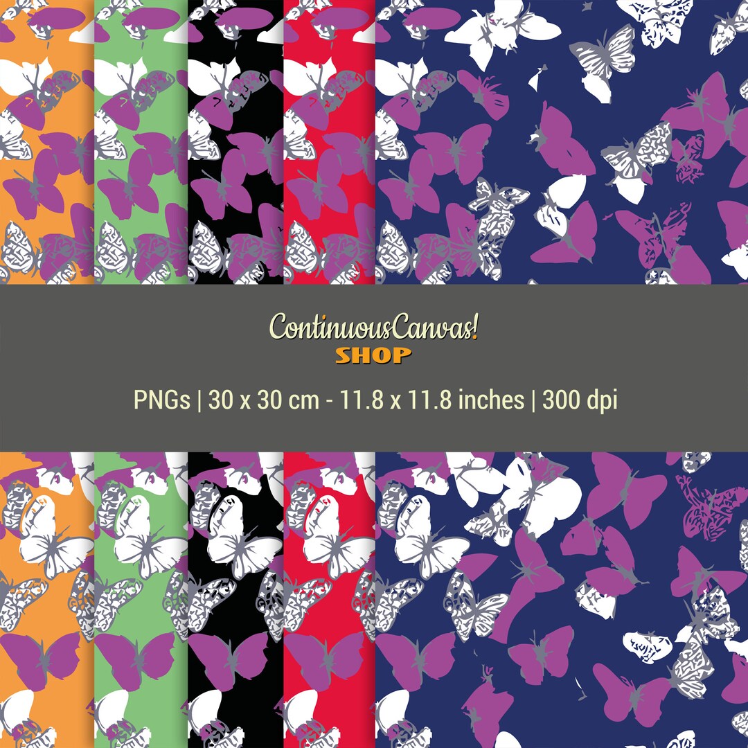 Butterflies Set 1, Digital Seamless Patterns, Backgrounds, Printable ...