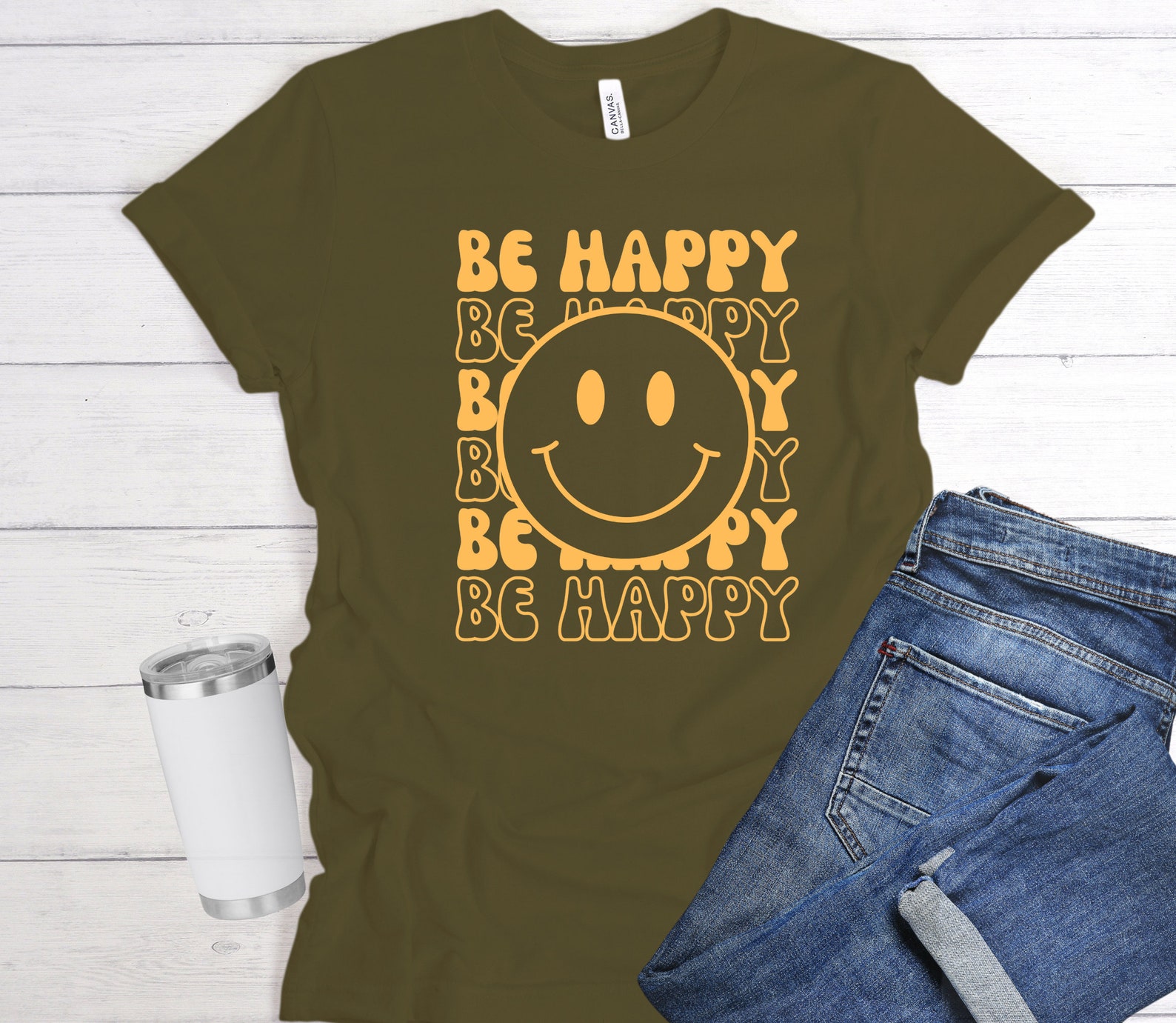 Be Happy Smiley Face Tshirt, Happy Face, Happiness T-shirt, Smile ...