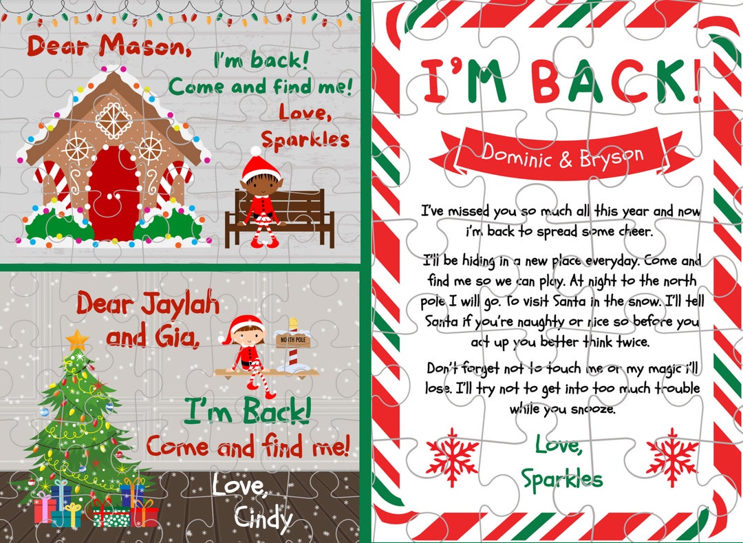 Elf Return Puzzle, Personalized Puzzle, Christmas Elf, Elf Arrival ...
