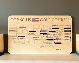 Top 50 US Golf Courses Tracker Board Customized Golf Bucket List ...