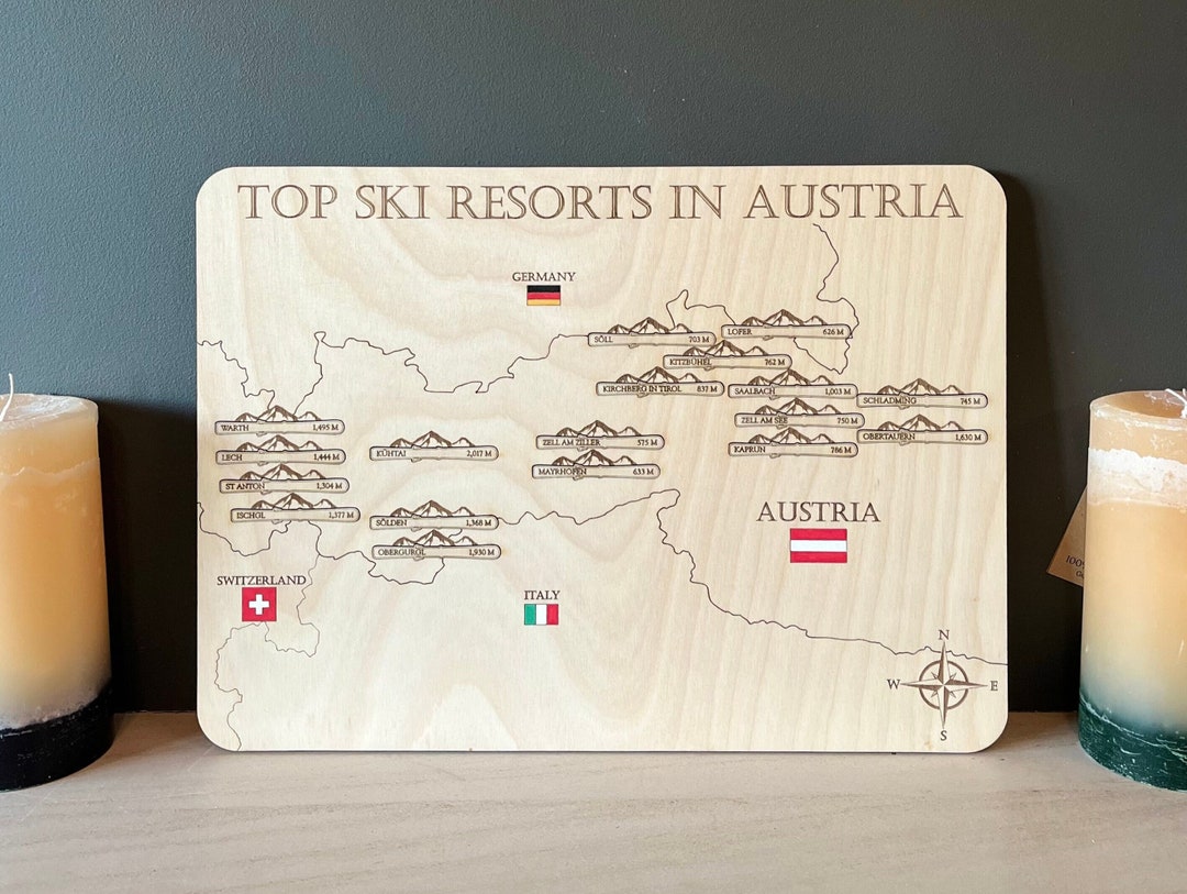 Top Ski Resorts in Austria Tracking Map Board - Etsy