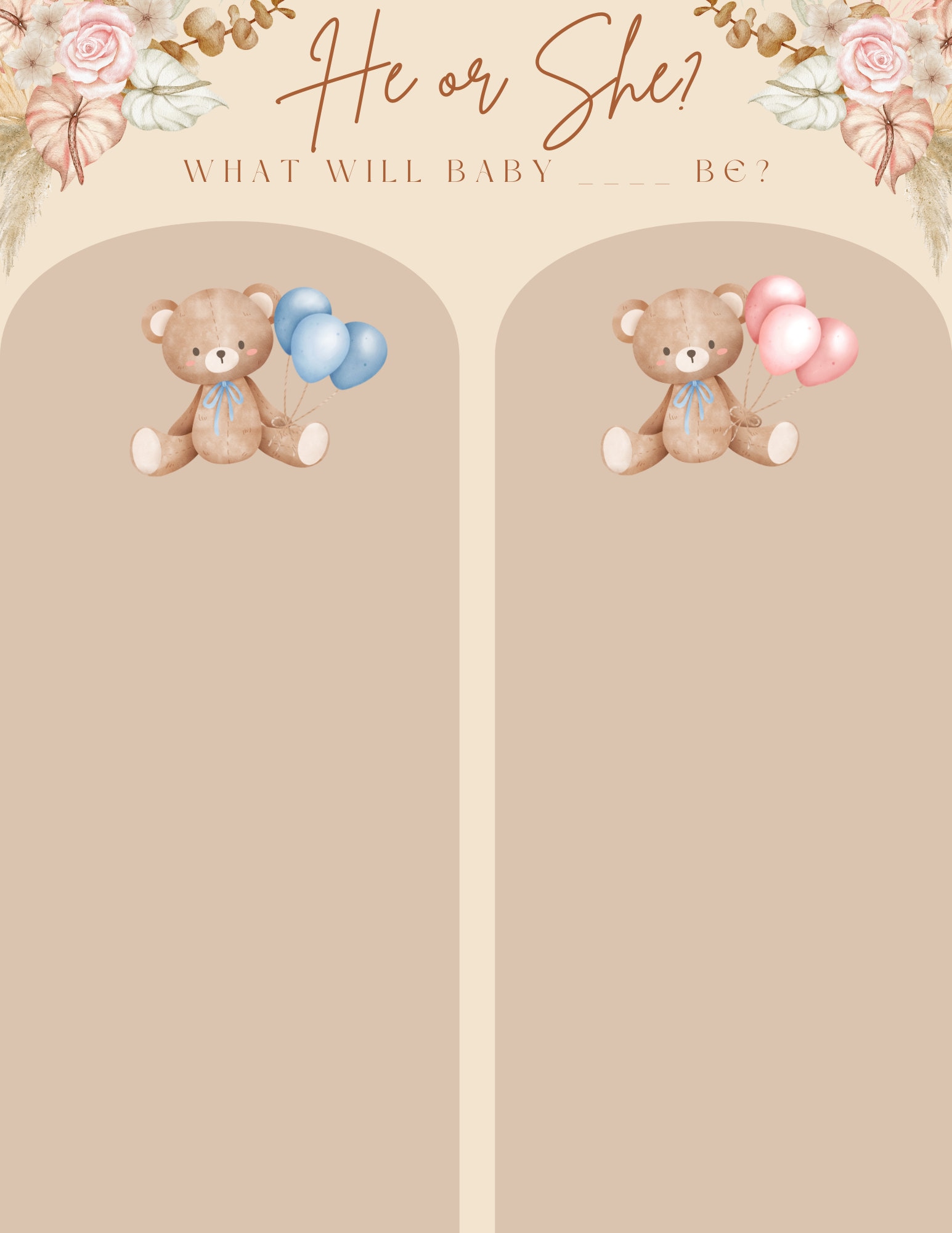 Gender Reveal Guessing Game - Etsy