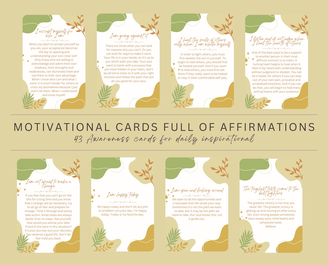 Motivational Cards, Affirmation Cards, Inspirational Quote Cards ...