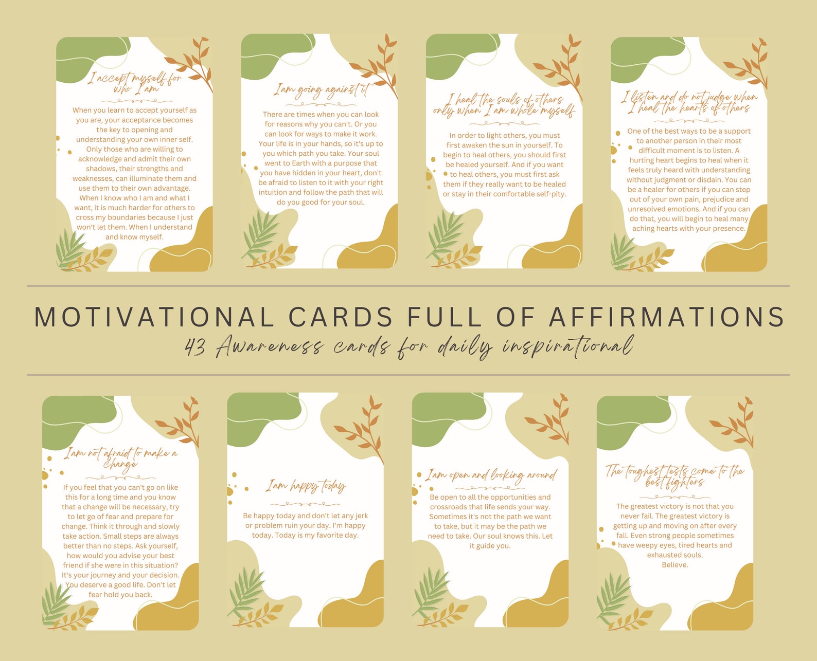 Motivational Cards, Affirmation Cards, Inspirational Quote Cards ...