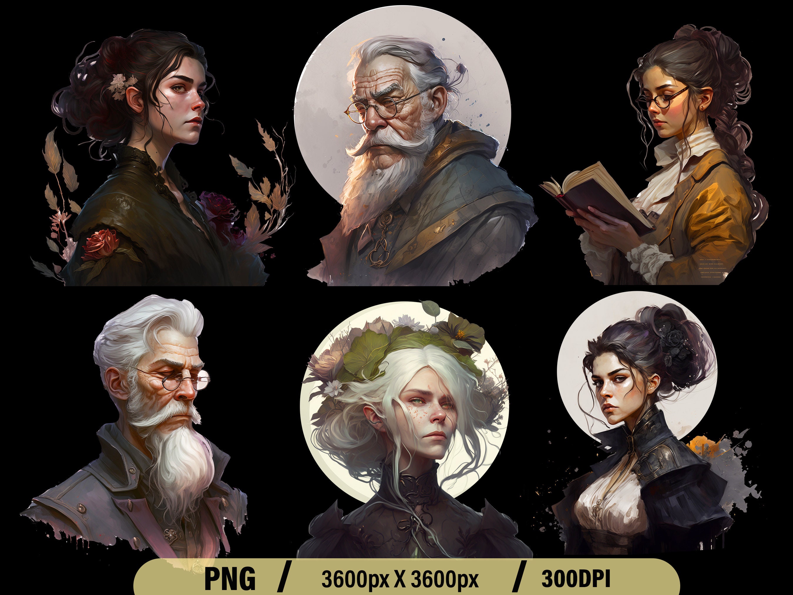 Dark Academia Watercolor Clipart Bundle, Gothic Bundle PNG, Fantasy ...