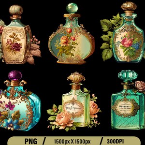 Vintage Perfume Bottles Clip Art, Watercolor Perfume Clip Art Bundle ...