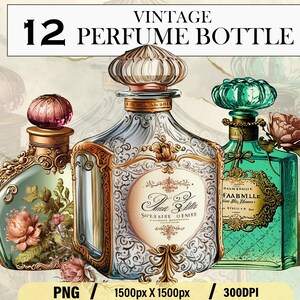 Vintage Perfume Bottles Clip Art, Watercolor Perfume Clip Art Bundle ...