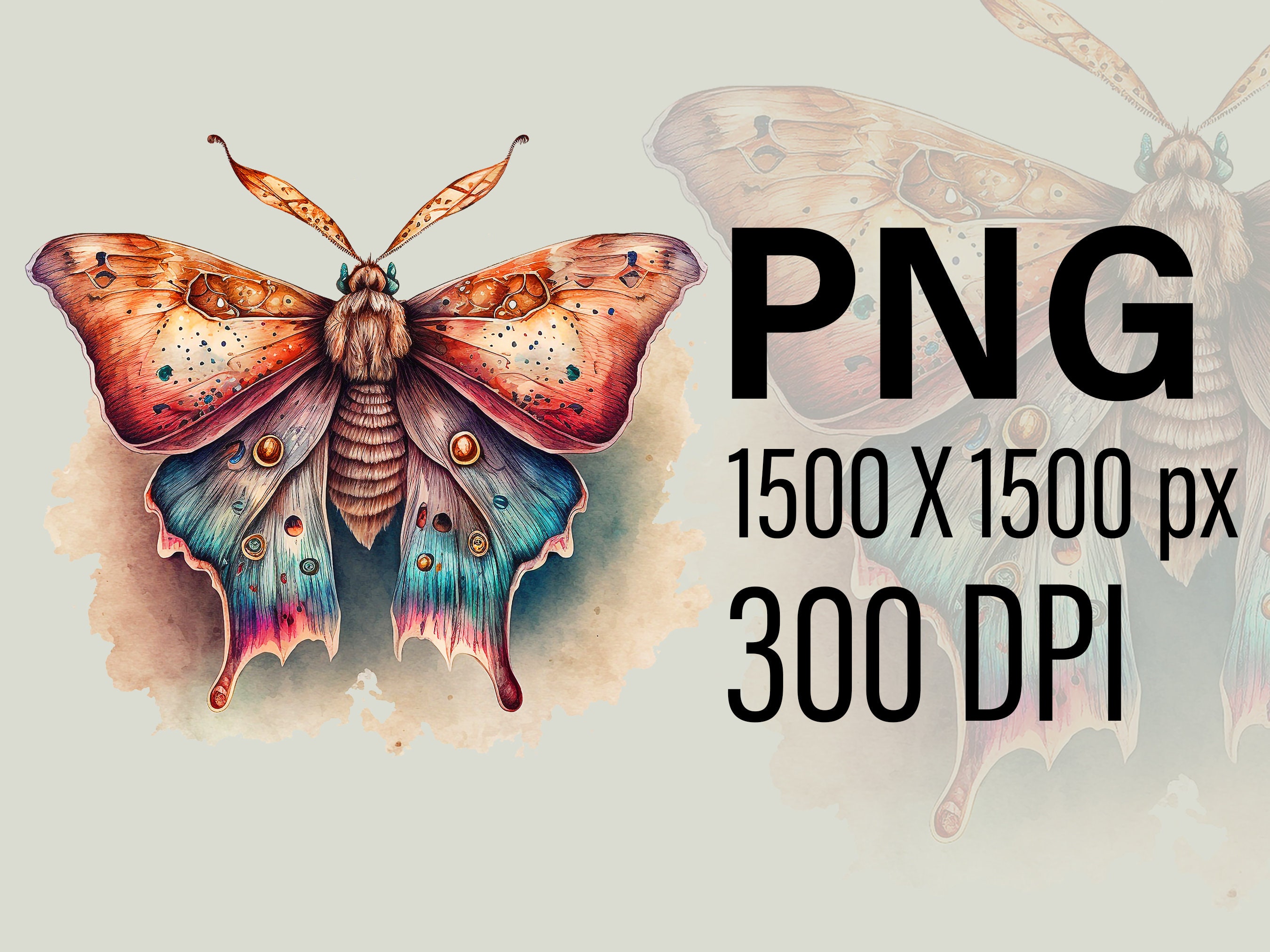 Fantasy Moths Watercolor Clipart, Moth Style, Aesthetic, Clipart ...