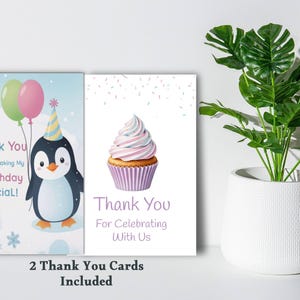 Editable Penguin Birthday Invitation Template 5"x7" | Personalizable ...