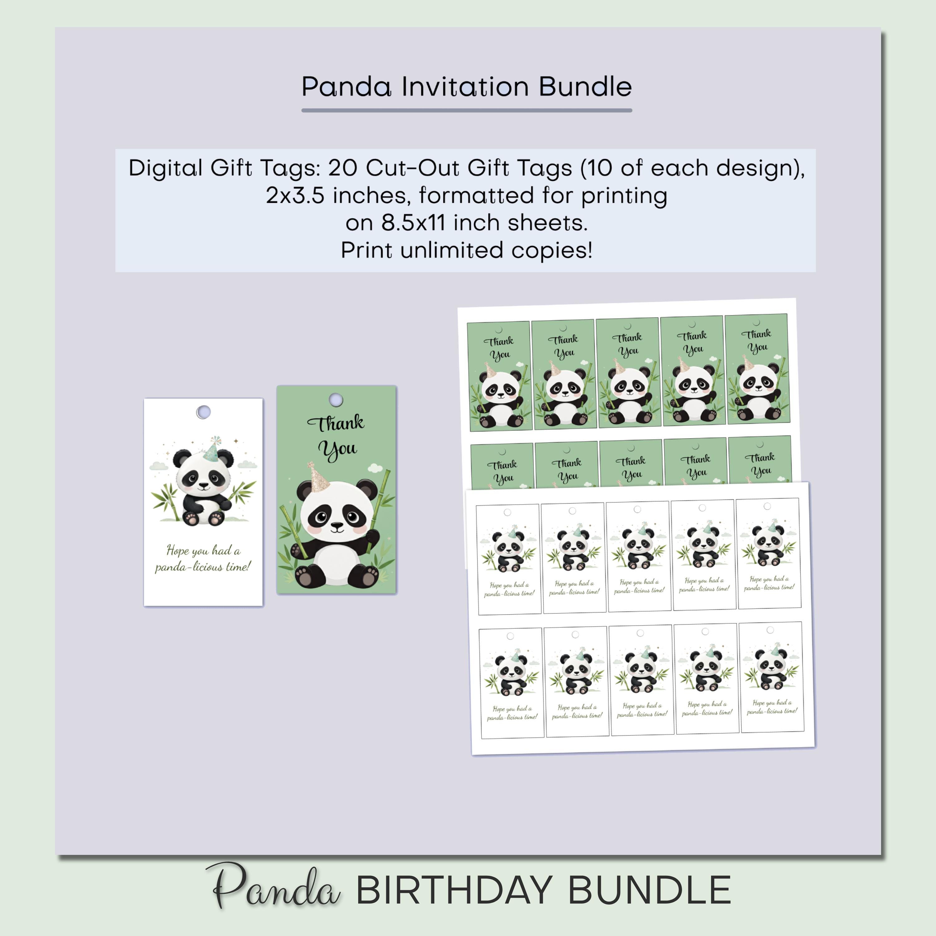 Editable Panda Birthday Invitation Bundle (digital Download) - Etsy