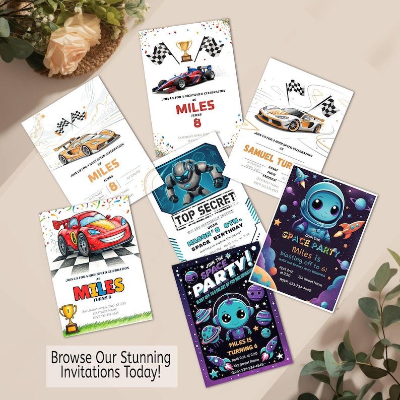 Editable Race Car Birthday Invitation Template 5"x7" #4, DIY Printable ...