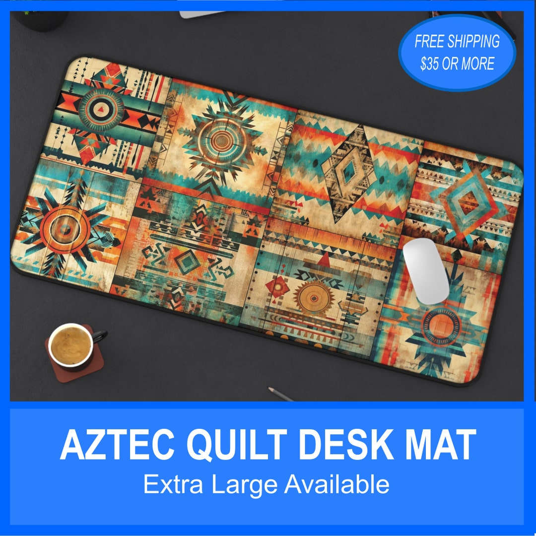 Quilt Aztec Pattern Large Desk Mat, Large Gaming Mat, Desk Keyboard Mat ...