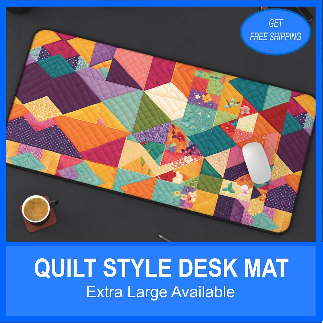 Quilt Pattern Large Desk Mat, Large Gaming Mat, Desk Keyboard Mat ...