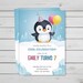 Editable Penguin Birthday Invitation Template 5"x7" | Personalizable ...