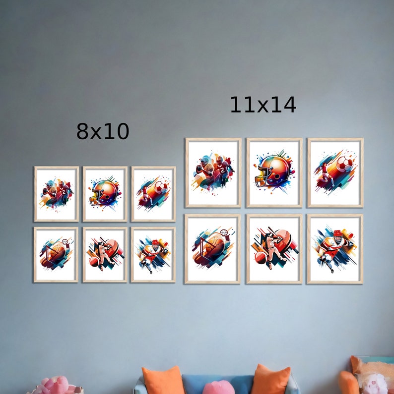 Sports Theme Bundle Playroom Wall Art - Set of 6 Unframed Printable ...