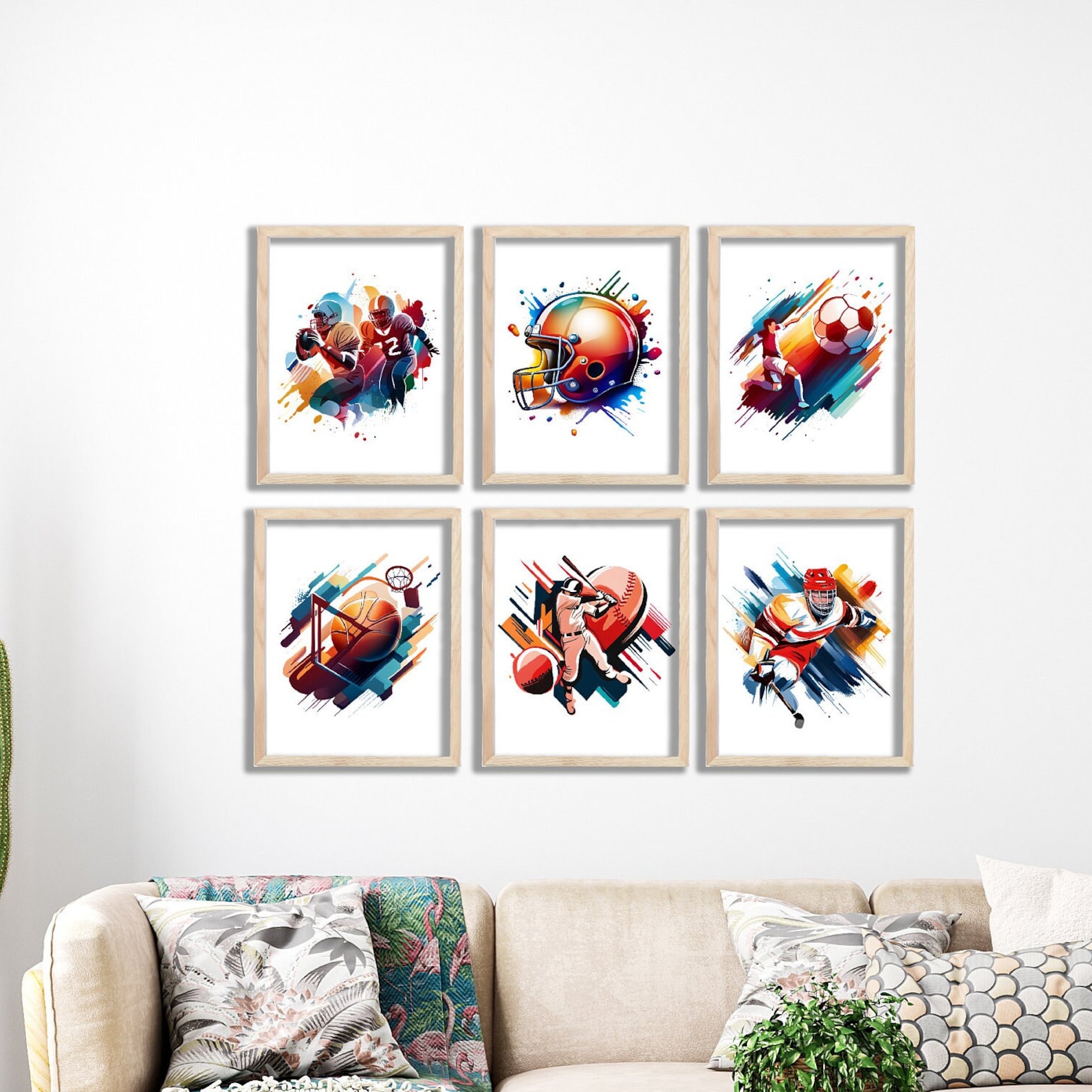 Sports Theme Bundle Playroom Wall Art - Set of 6 Unframed Printable ...
