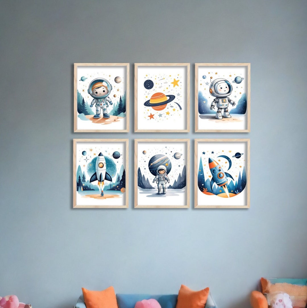 Space Themed Playroom Wall Art - Set of 6 Unframed Printable Gift 8x10 ...