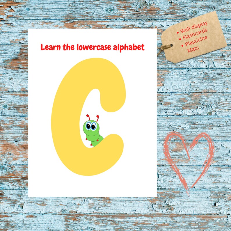 Alphabet Flashcards, Lowercase Letter Sounds, Caterpillar Theme ...