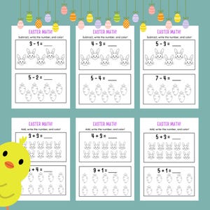 Easter Coloring Math, Maths Worksheets for Preschool, Pre-k, Homeschool ...