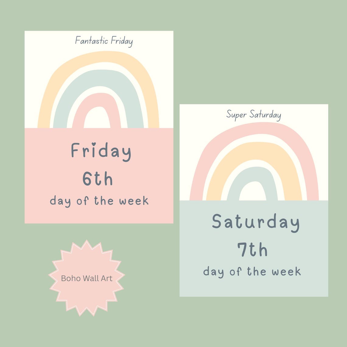 Boho Classroom Days of the Week Printable, Neutral Colors (digital ...