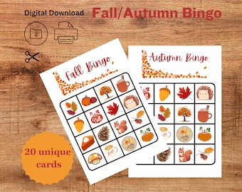 Autumn Bingo Cards a Fall Printable Kids Activity a - Etsy UK