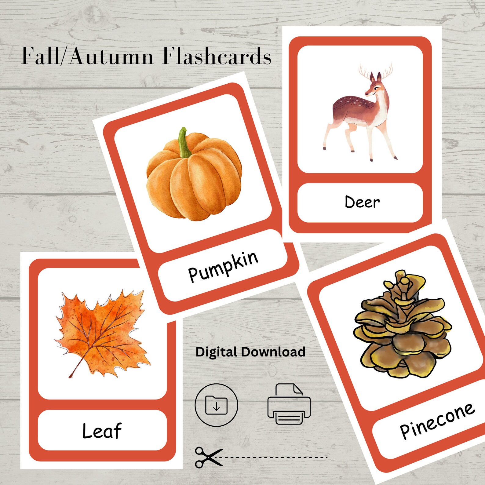 Printable Fall Flashcards. Autumn Flashcards. Homeschooling Activities ...
