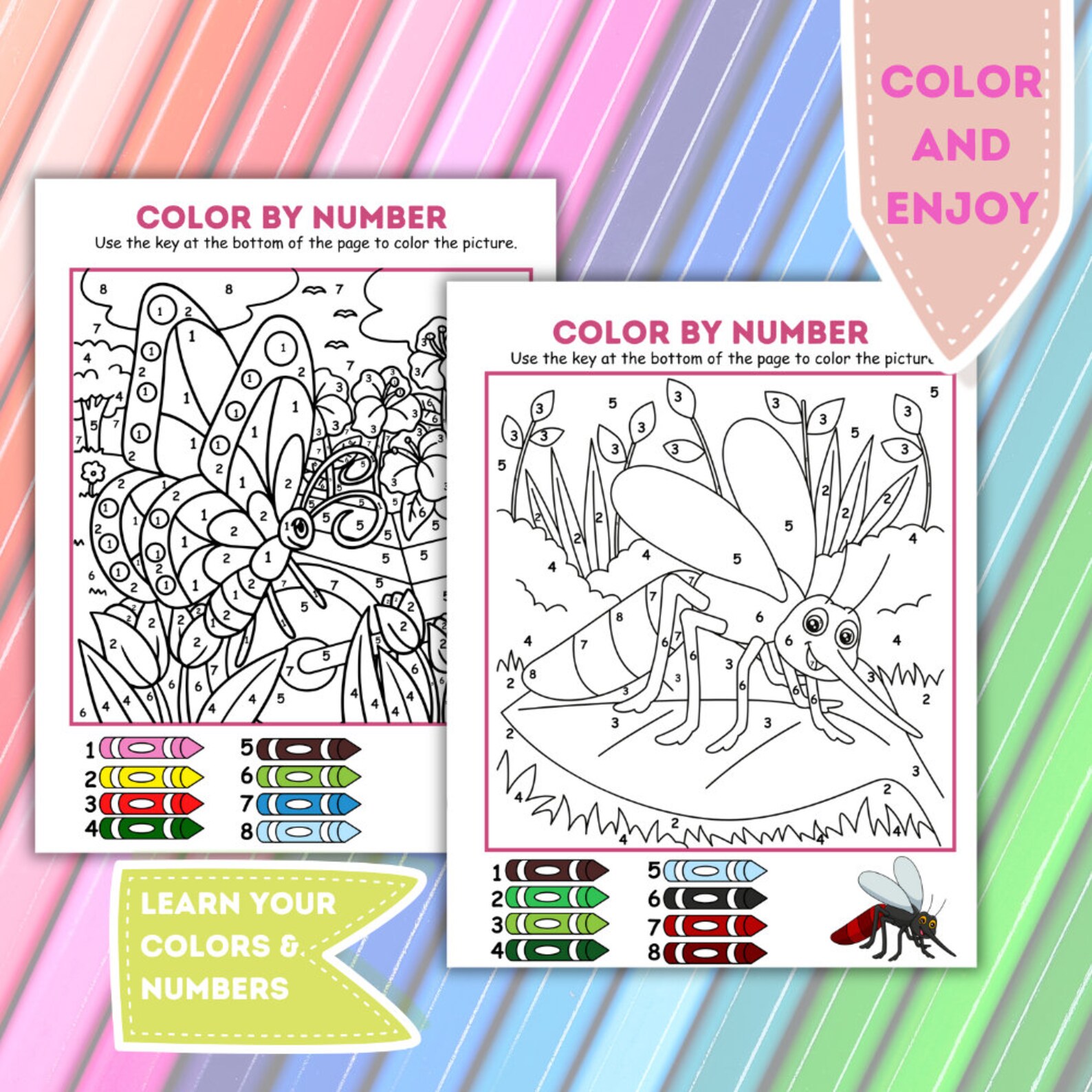 Spring Color by Number Printables, Preschool Activities (PDF File) - Etsy