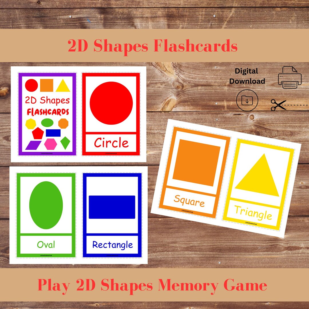Digital 2D Shapes Flashcards - Learning Spanish 2D Shapes for Toddlers ...