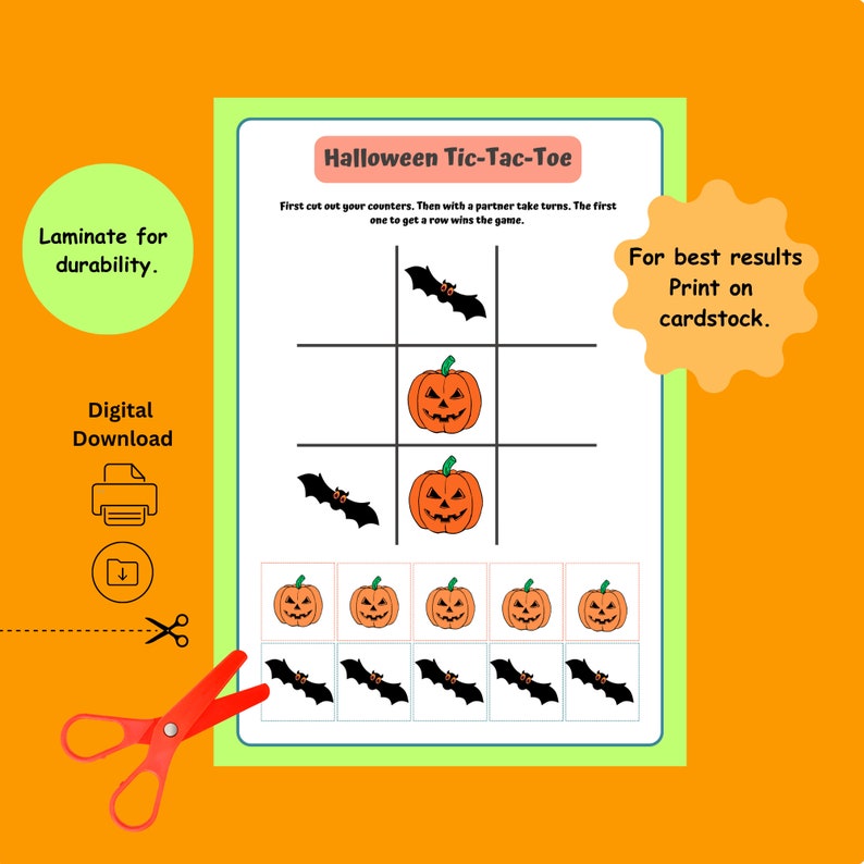 Halloween Activity for Kids - Tic-tac-toe - Family Activity Printable ...