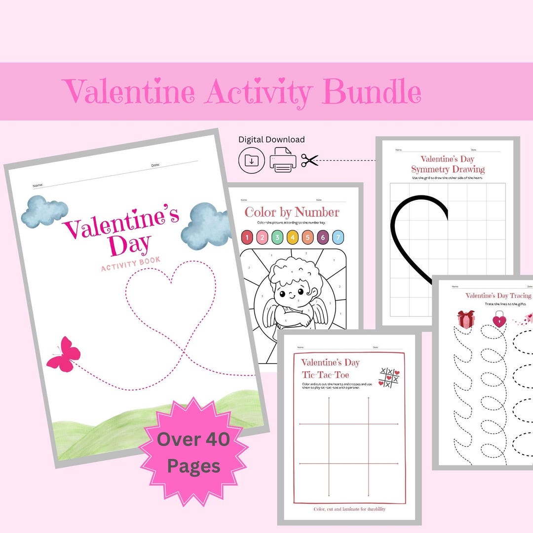Valentine Activity Bundle Tracing, Math, Maze, Color-by-number and Much ...