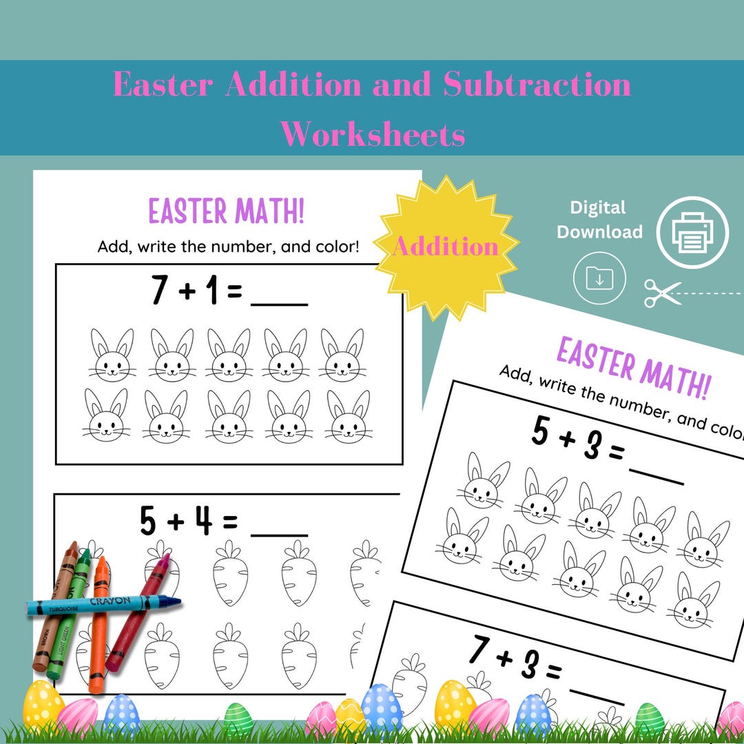 Easter Coloring Math, Maths Worksheets for Preschool, Pre-k, Homeschool ...