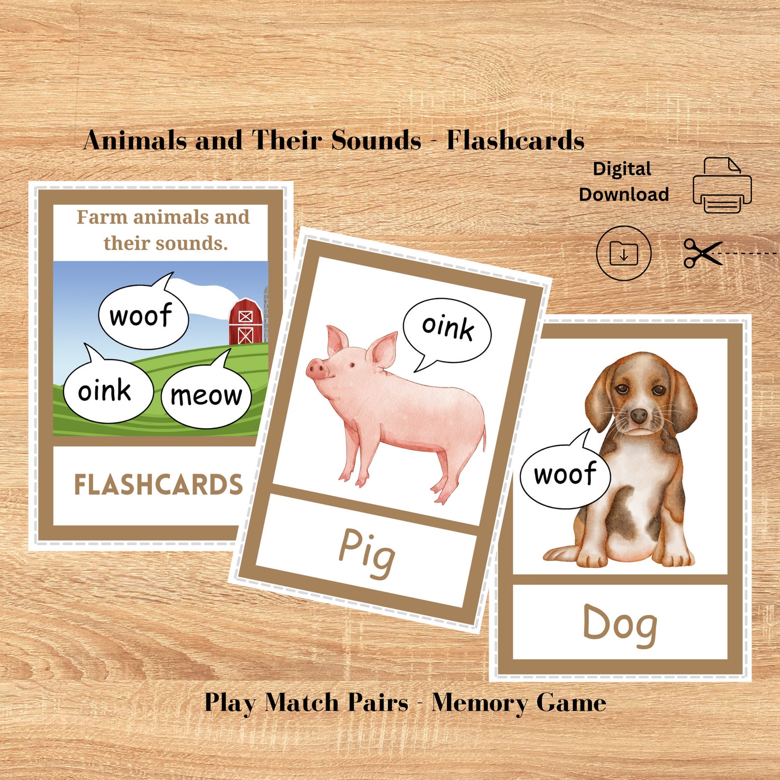 Animals and Their Sounds Flashcards – Preschool Learning (digital ...