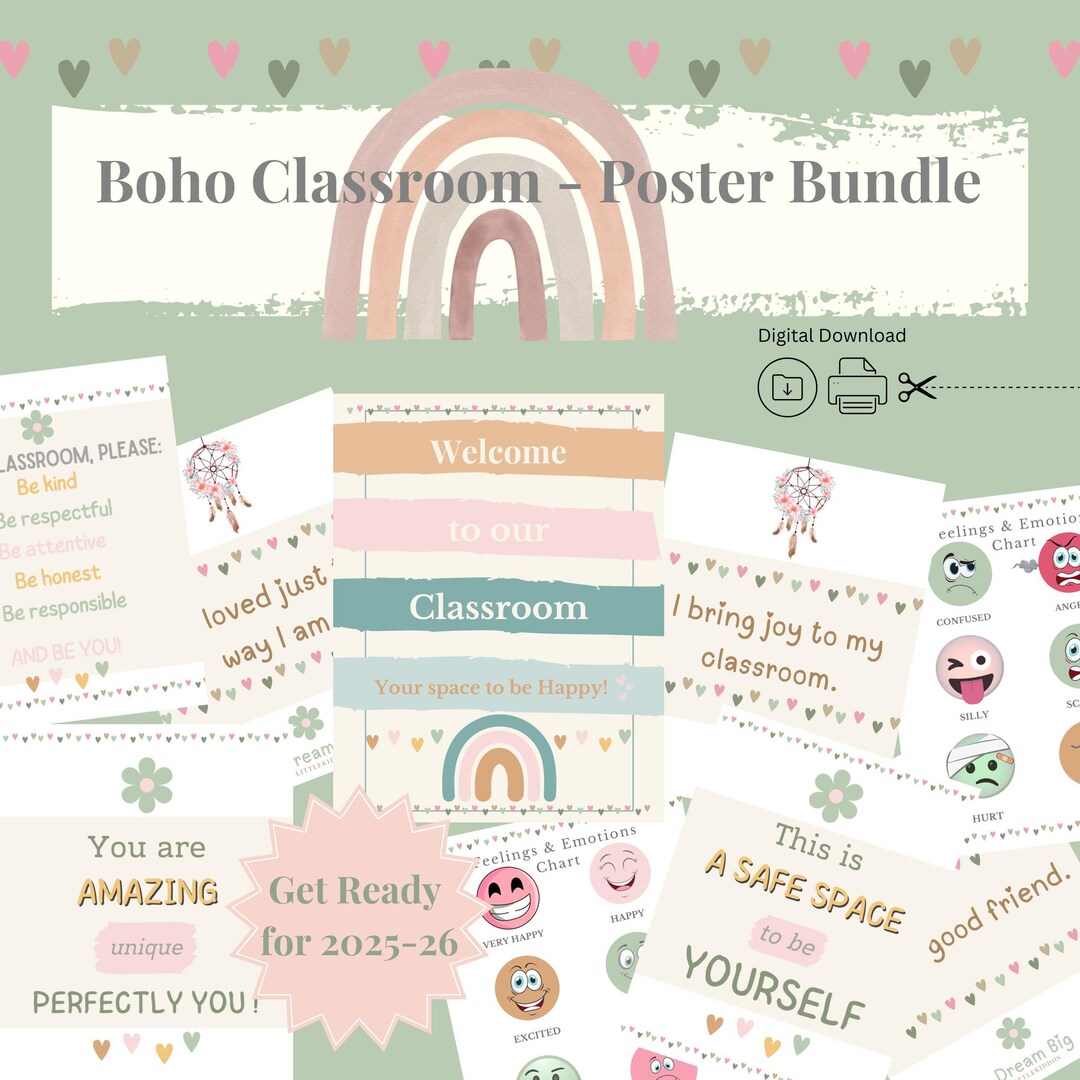 Boho Classroom Posters Bundle, Neutral Decor (digital Download) - Etsy