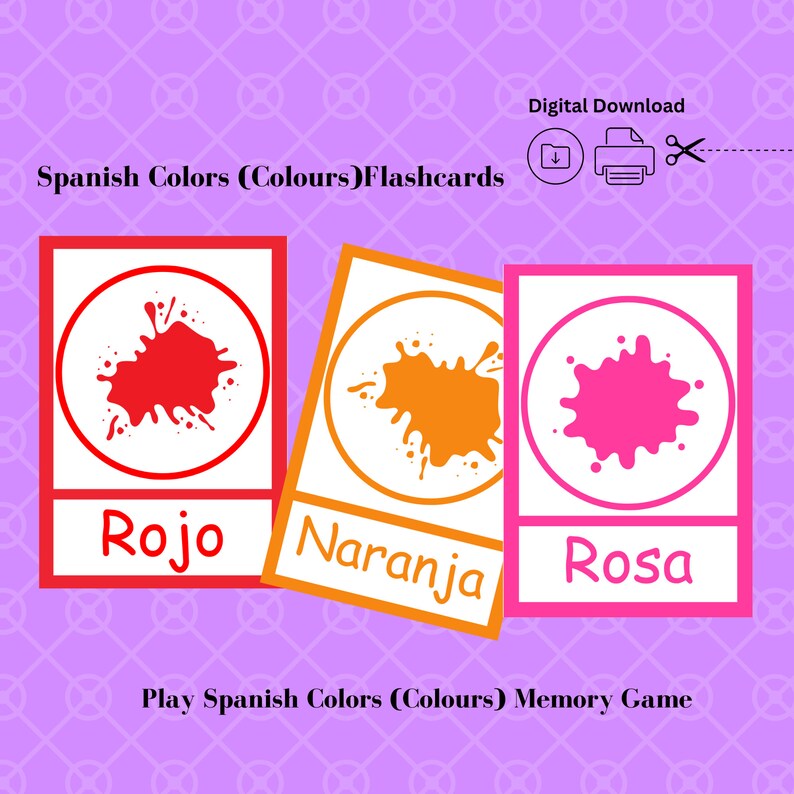 Spanish Digital Colour Flashcards - Learning Spanish Colours, for ...